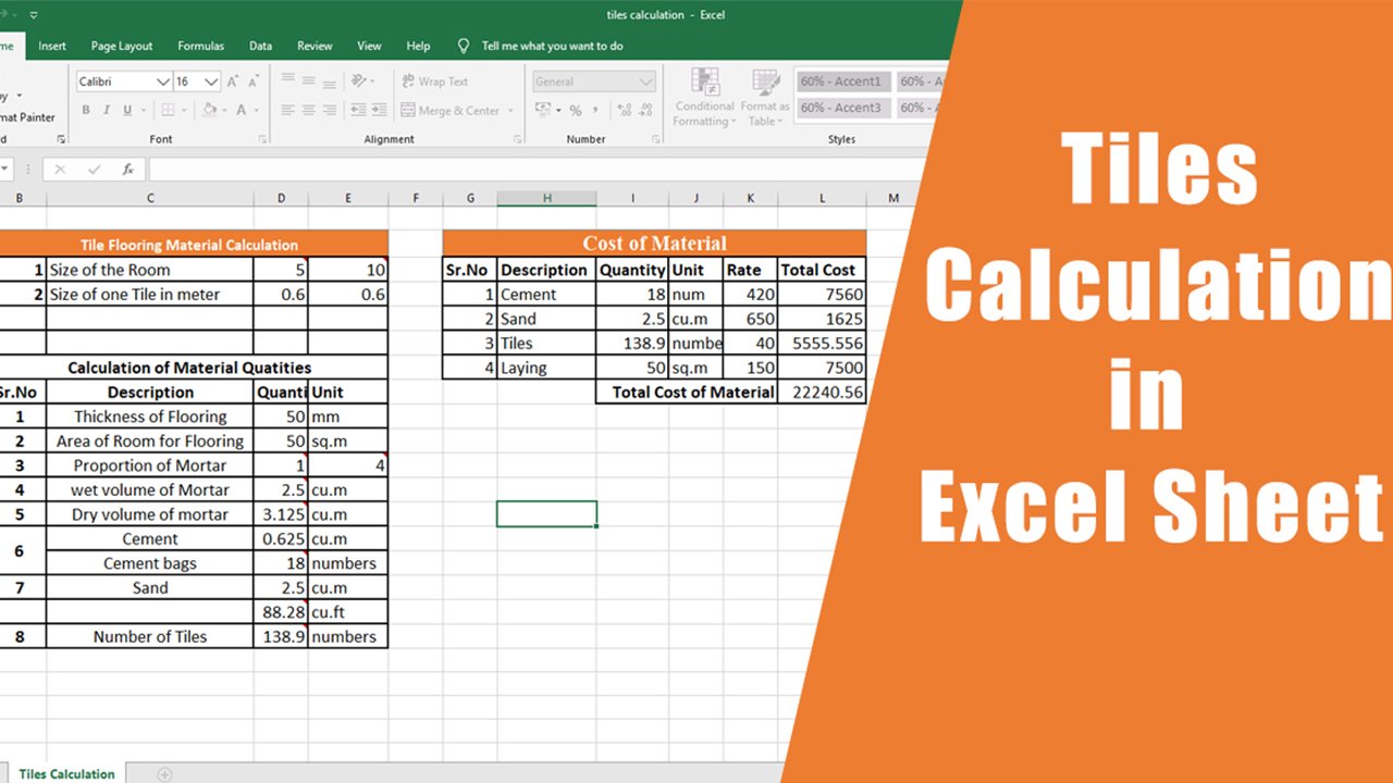 Flooring Tiles Calculation In Excel Sheet Free Download Online CivilForum